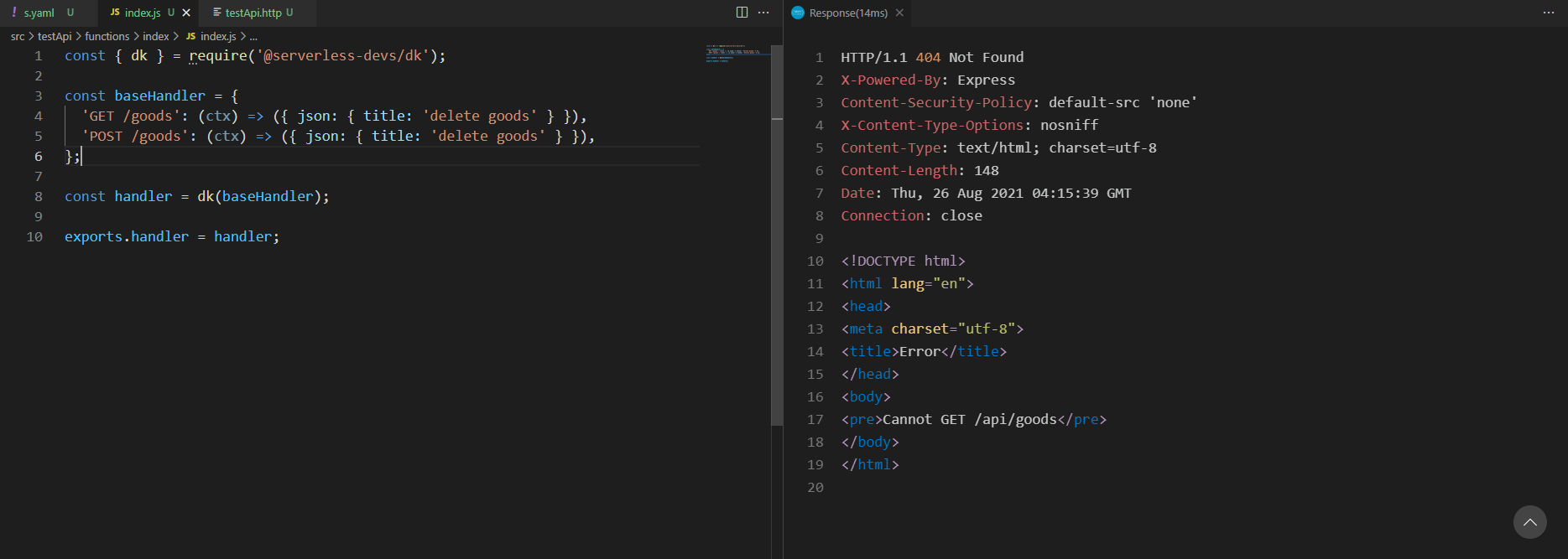 利用dk进行函数路由配置无效 · Issue #185 · Serverless-Devs/Serverless-Devs · GitHub