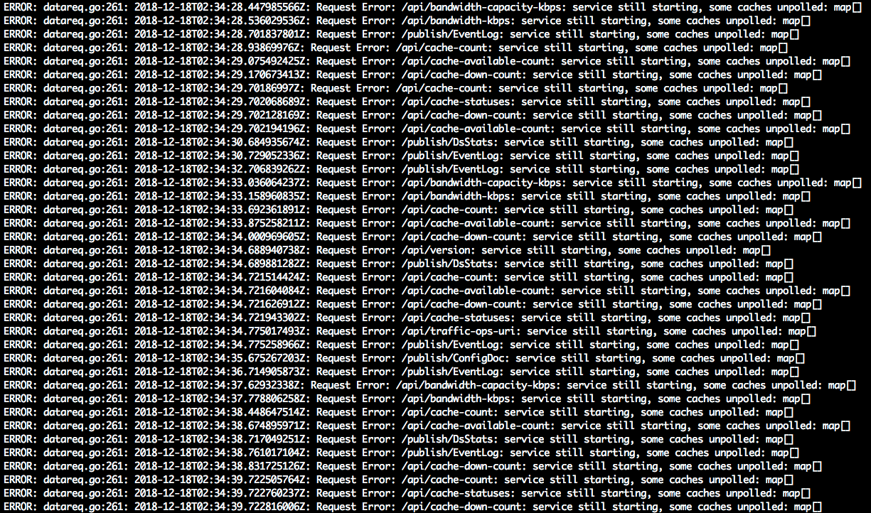CIAB Trafficmonitor shows a lot of "Request Error: ... service still starting, some caches ...