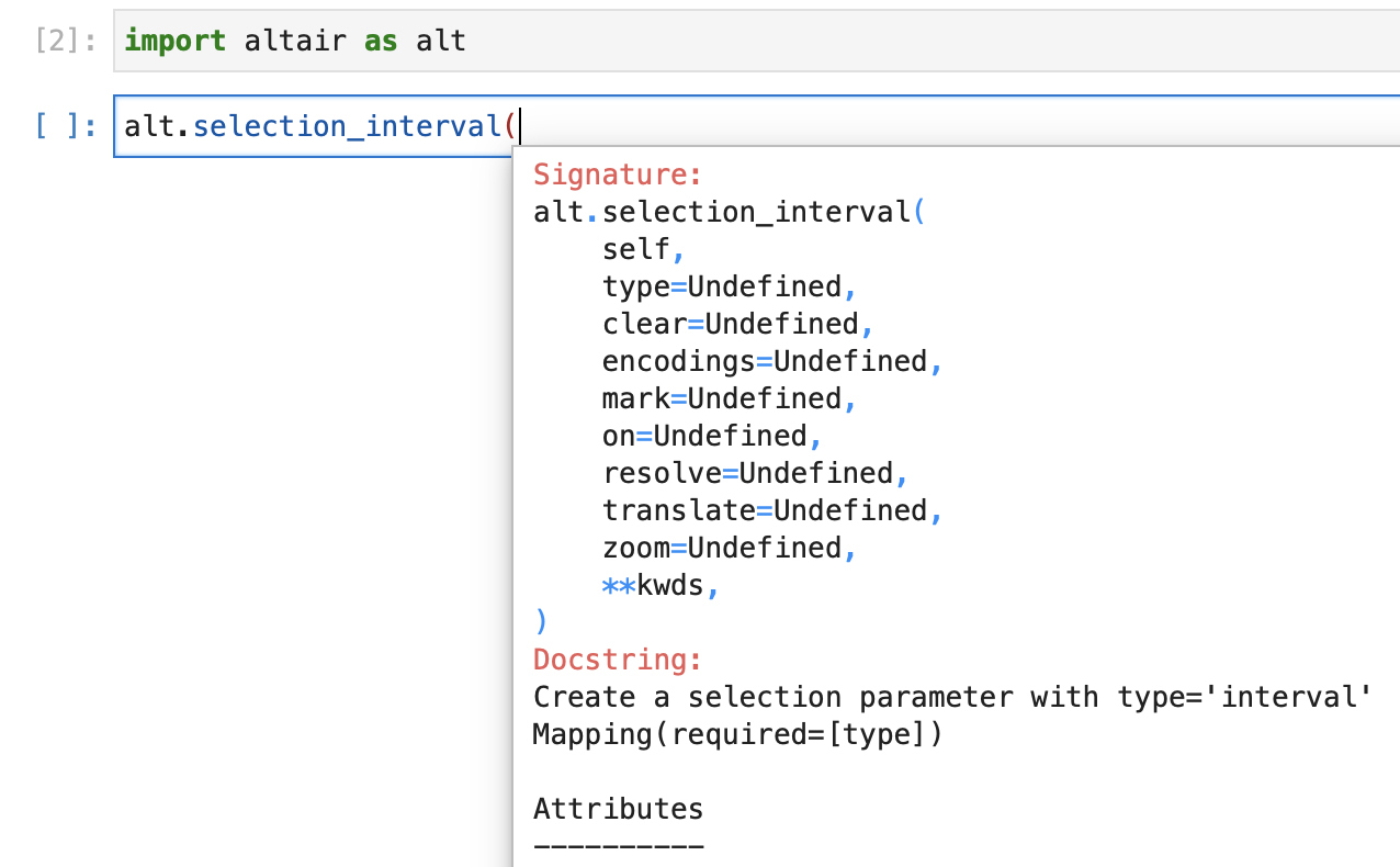 Docstrings For New Introduced Methods Regarding Params And Selection · Issue 2692 · Altair 2517