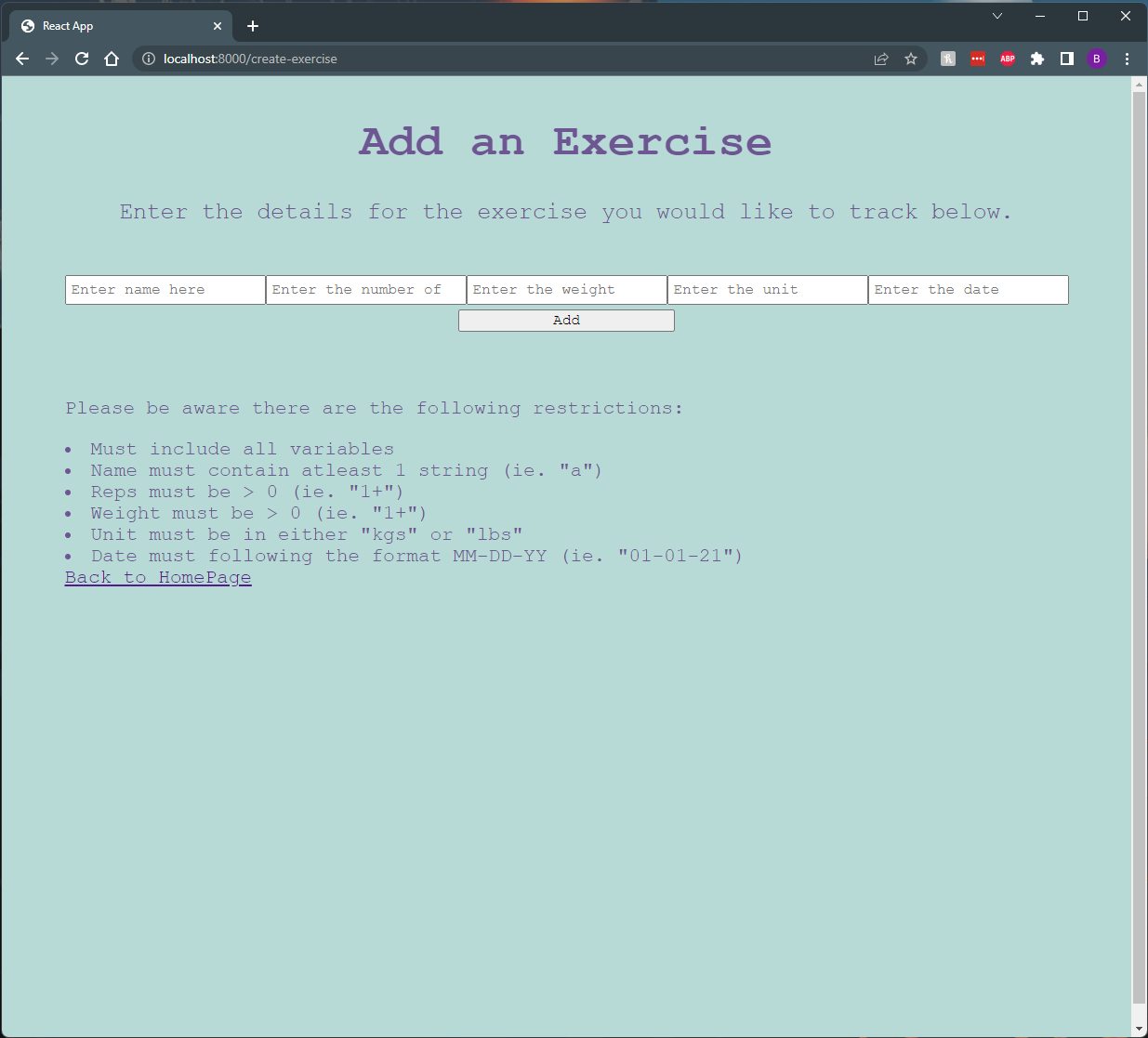 GitHub - basilnoor/Exercise-Tracker: Full stack MERN project