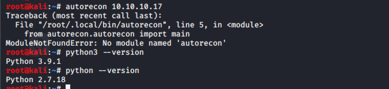 No moduled name autorecon · Issue #72 · Tib3rius/AutoRecon · GitHub