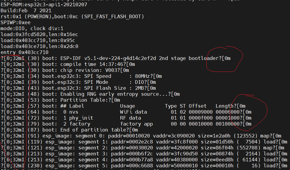 Funny characters are printed out in the terminal when using more recent IDF(5.0) (IDFGH-8110 ...