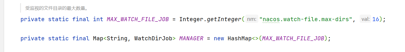 WatchFileCenter注释说最多可以监听32个文件目录，为什么代码中限制16 · Issue #9550 · alibaba/nacos · GitHub