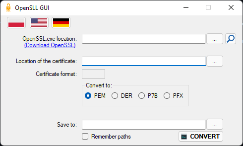 GitHub - Techoneshot/GUI_SSL: GUI do OpenSSL, które pozwala na konwersję certyfikatów do PEM