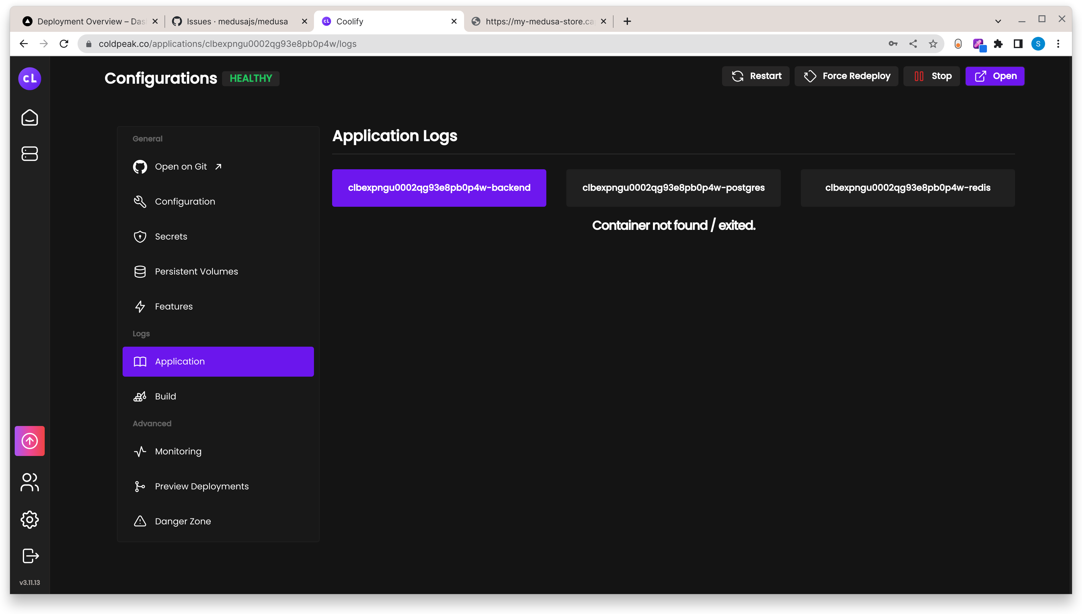 [Feature]: Crash Logs when container exists / closes · Issue #812 · coollabsio/coolify · GitHub