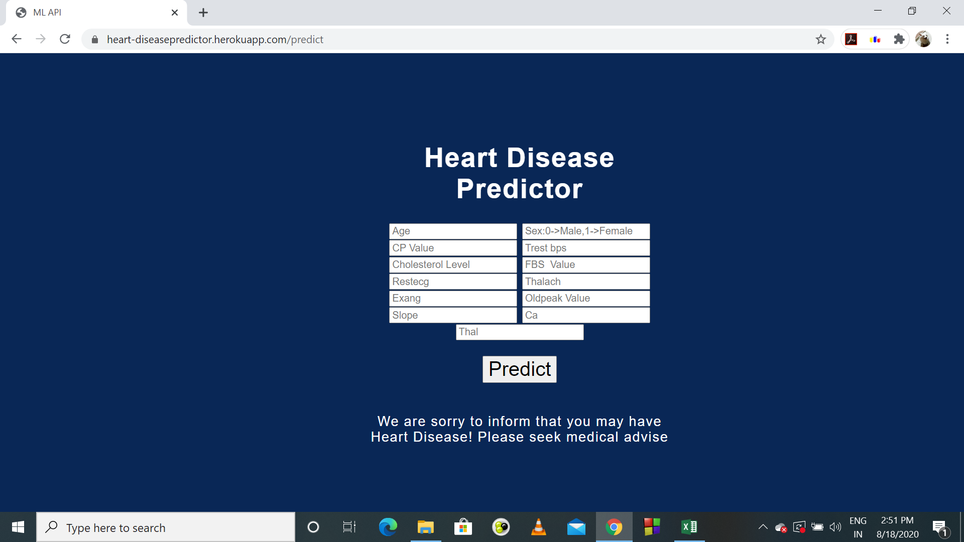 Github Shreyrai99heart Disease Predictor A Flask Deployed Machine Learning Model Which