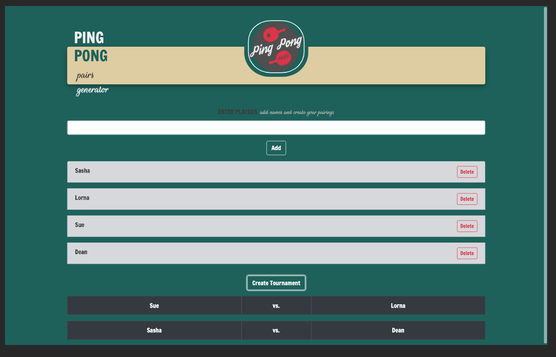 GitHub - SashaLawrence/pingpong-app: Ping Pong Pairing App built with React