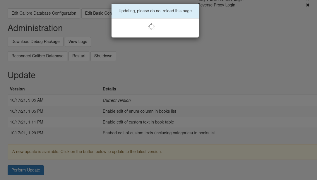 Unable to update · Issue #2140 · janeczku/calibre-web · GitHub