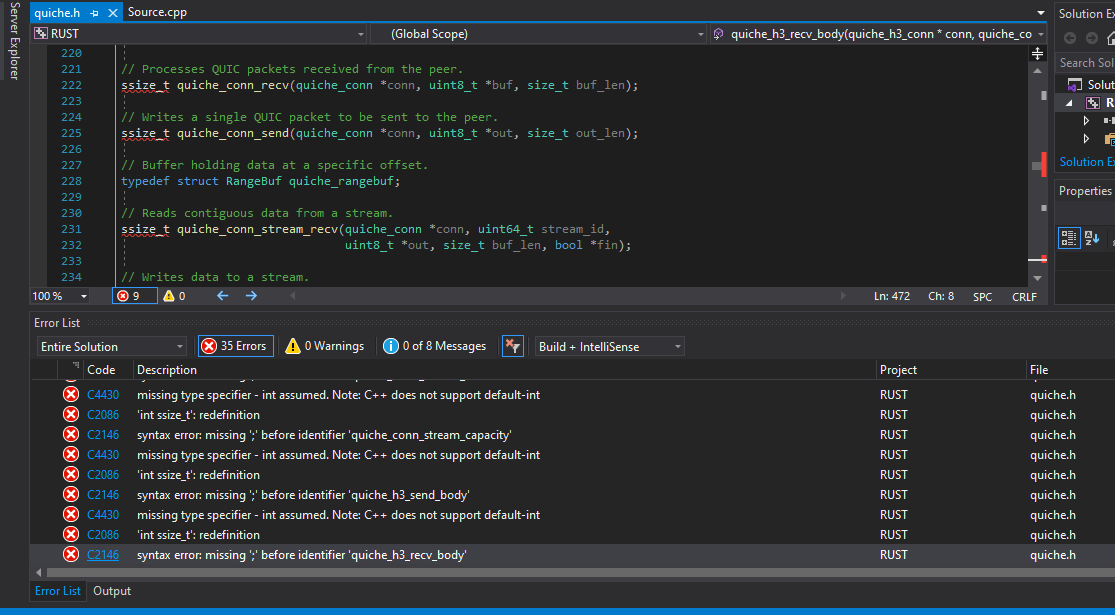 Quiche use in windows and relevant errors · Issue #450 · cloudflare/quiche · GitHub