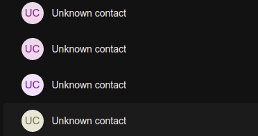 Multiple "Unknown contact" appearing in group member lists. Also ...