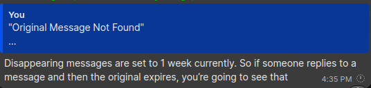 Every message from a single person: "Original Message Not Found". Not ...