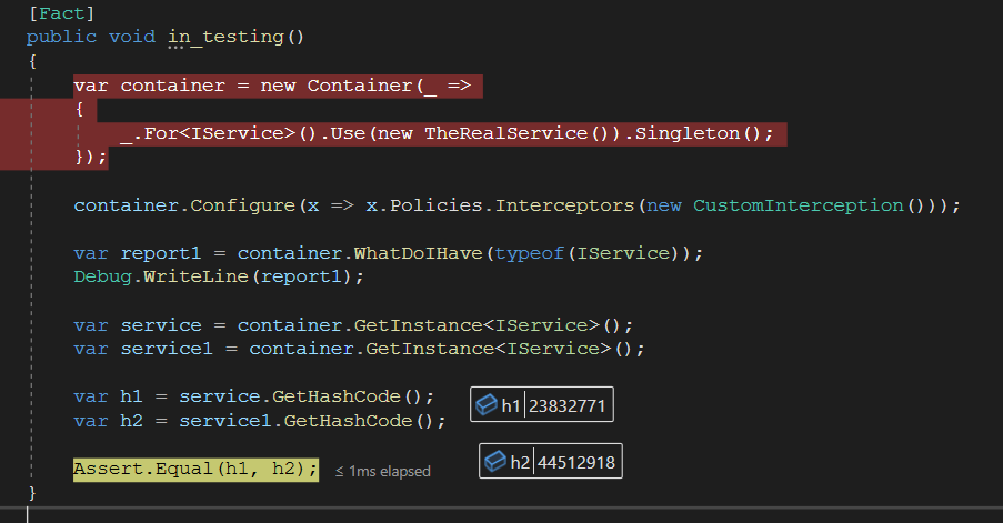 Object Registered As Singleton But Getting Different Object When Interceptor Policy Is Used 