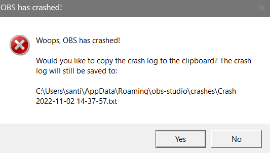 After closing OBS I receive A Crash Notice · Issue #77 · tryptech/obs-zoom-and-follow · GitHub