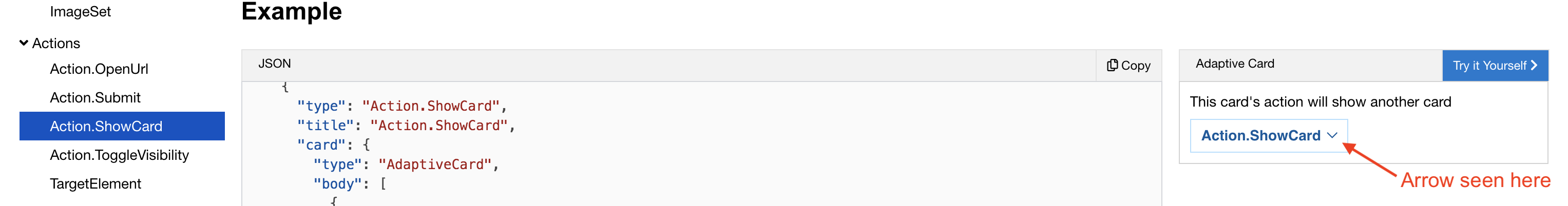 Adaptive card Action.ShowCard not showing arrow · Issue #3412 · microsoft/BotFramework-WebChat ...