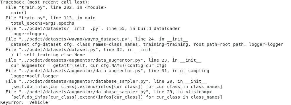 KeyError in training with waymo dataset · Issue #966 · open-mmlab/OpenPCDet · GitHub