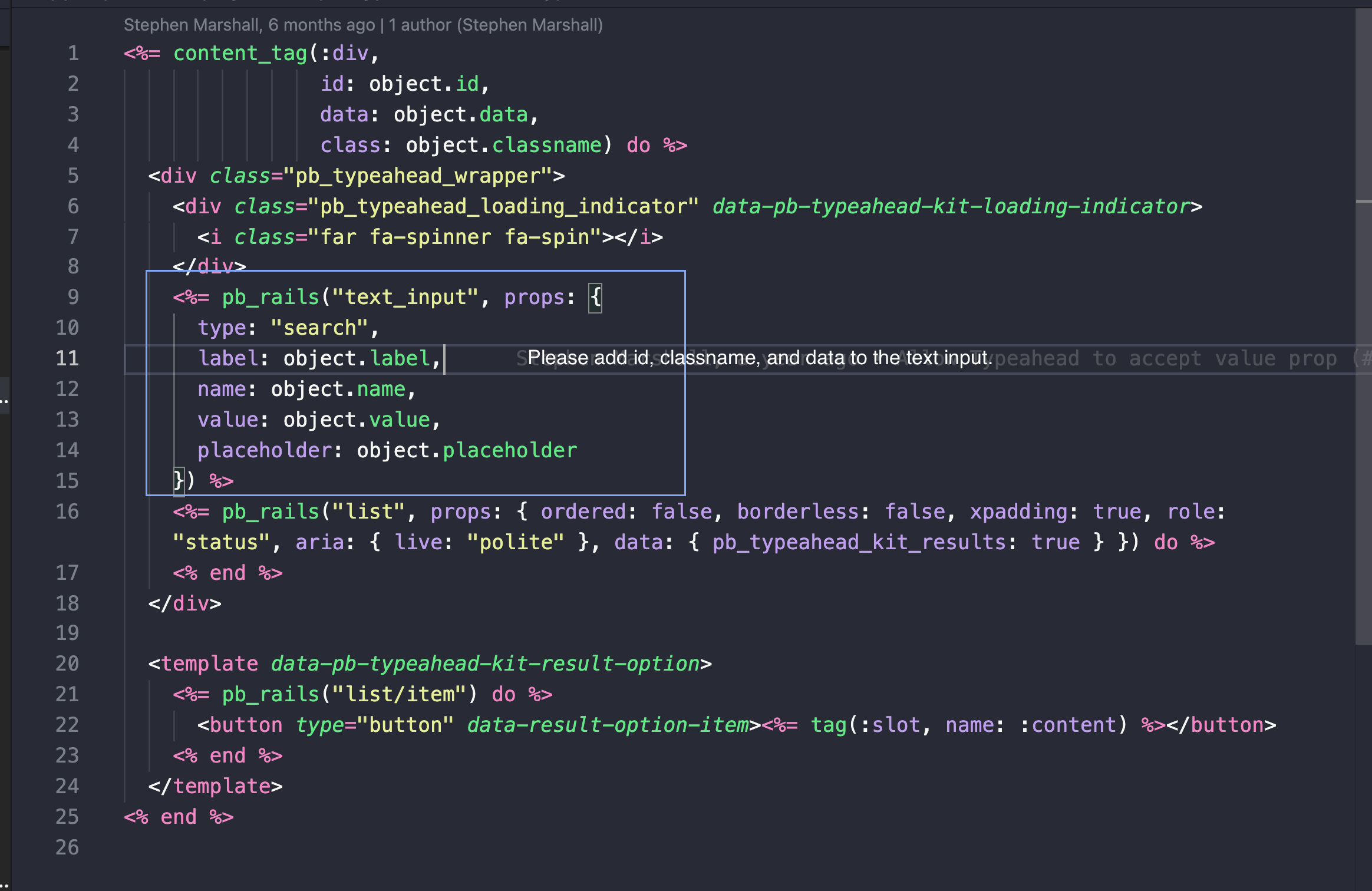 Add id, classname, data to Rails PB Typeahead [NUXE-644] · Issue #1360 · powerhome/playbook · GitHub