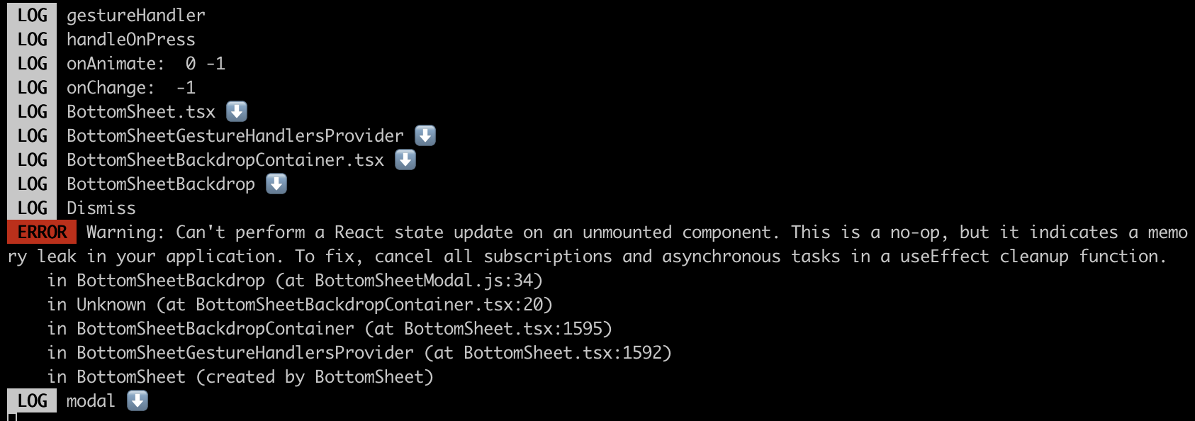 [v4] Memory leak when disappearsOnIndex is set to -1 · Issue #1169 · gorhom/react-native-bottom ...