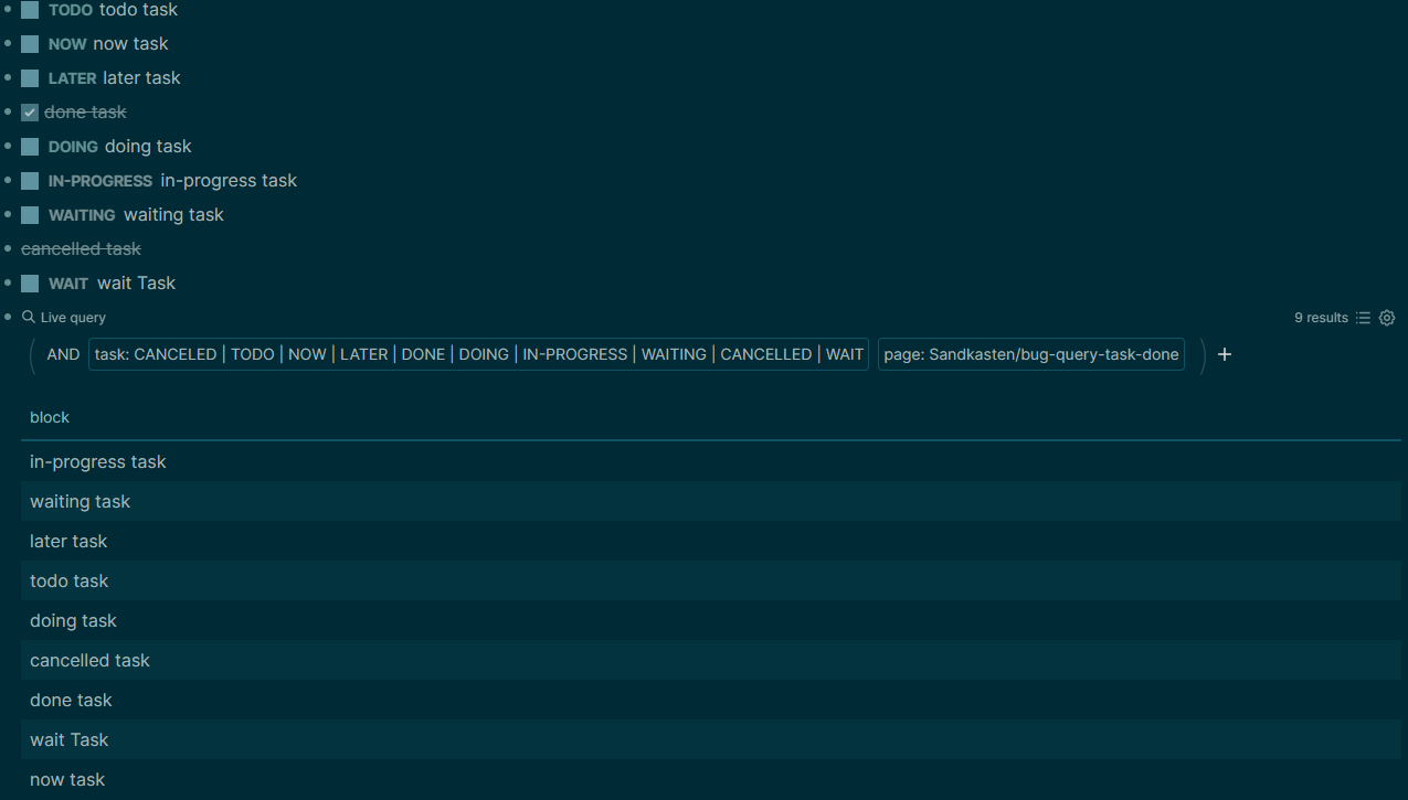 Task Styling Is Not Carried Over When Block Is Displayed As Query Result · Issue 10124 · Logseq