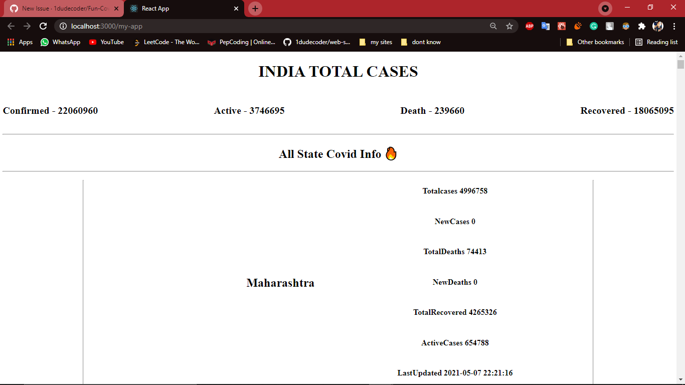 GitHub - 1dudecoder/Fun-Covid-Scapper: WEB SCRAPING PROJECT BUILD USING REACT AND JAVASCRIPT