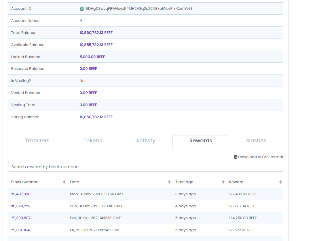 Rewards aren't being listed correcly · Issue #48 · reef-defi/reef-explorer · GitHub