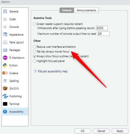 Tabbing changes UI focus in visual mode instead of inserting tabs ...