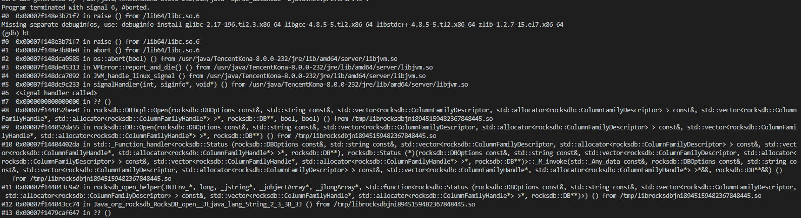 Crash when DBImpl::Open · Issue #7704 · facebook/rocksdb · GitHub