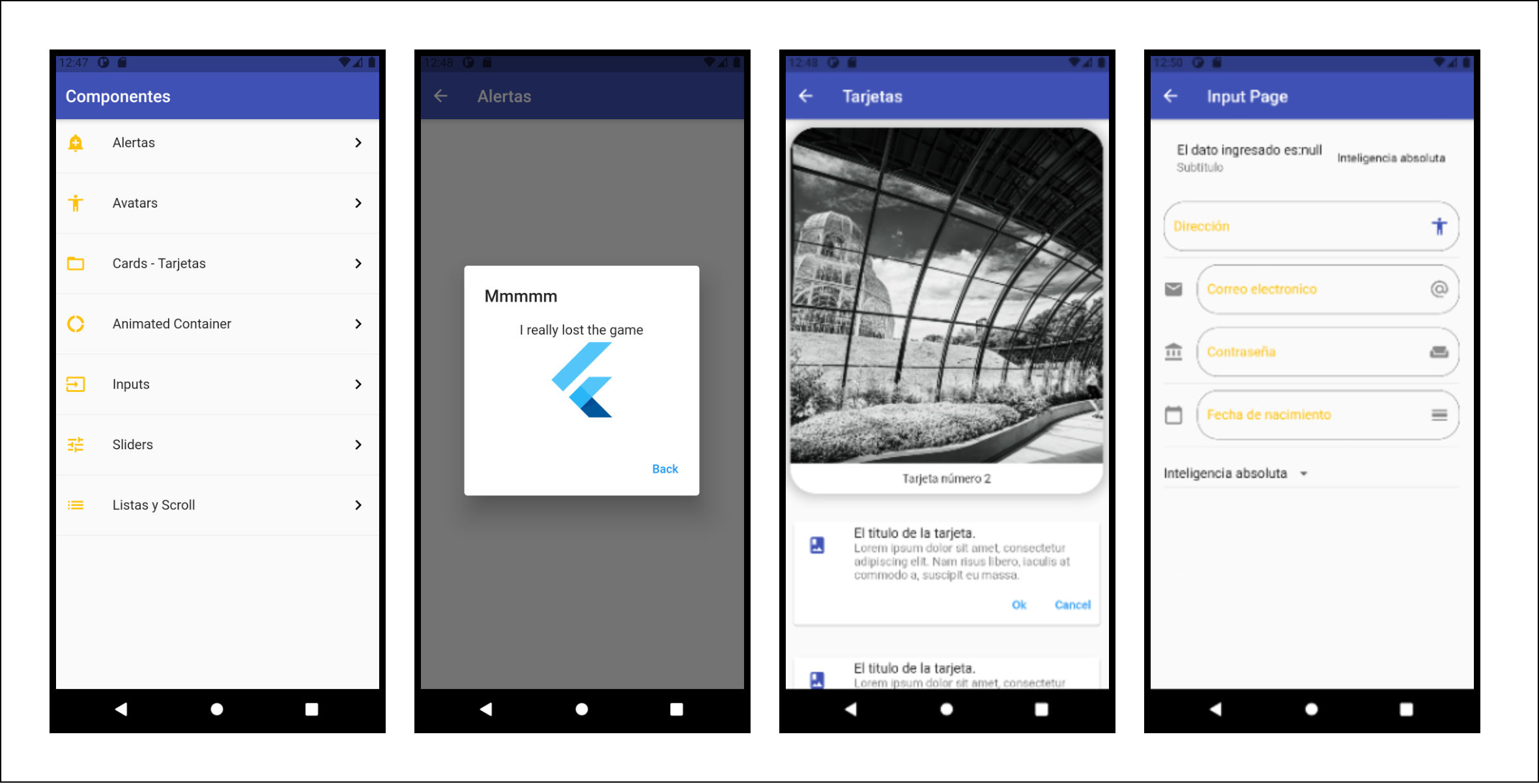 GitHub - SantinoCastagno/flutter-components-practice: a basic App to practice paramount Widgets ...