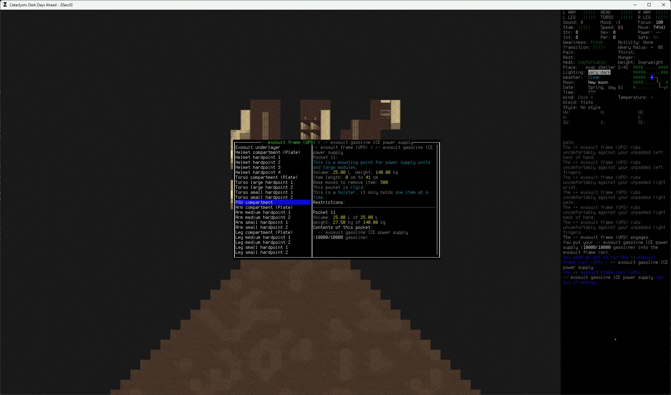[Aftershock] Exosuit power supplies do not function in PSU pocket · Issue #69143 · CleverRaven ...