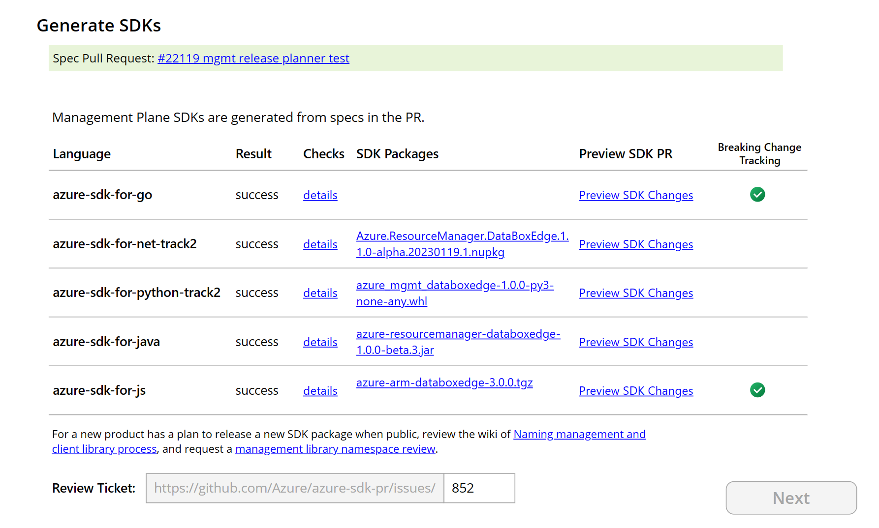 Namespace review approval for new initial beta client and management libraries · Issue #5320 ...