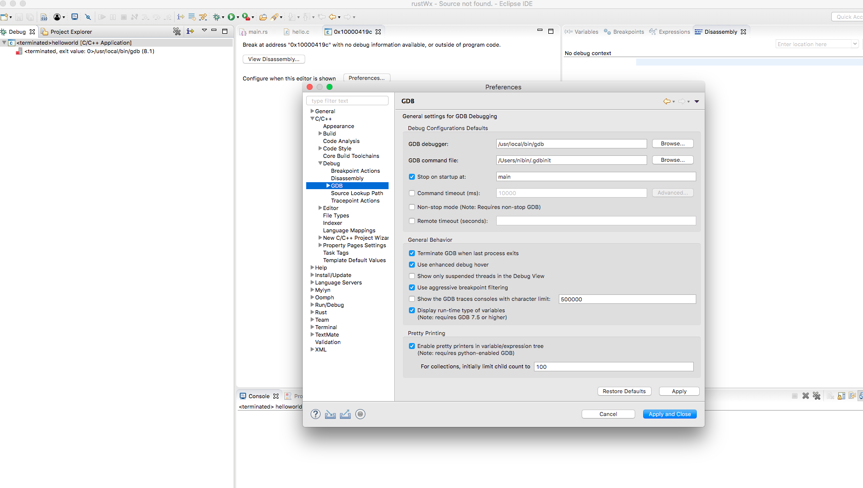 Unable to debug rust programs · Issue #93 · eclipse-corrosion/corrosion · GitHub