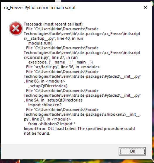 [Bug] Shiboken2 ... ImportError: DLL load failed: The specified ...