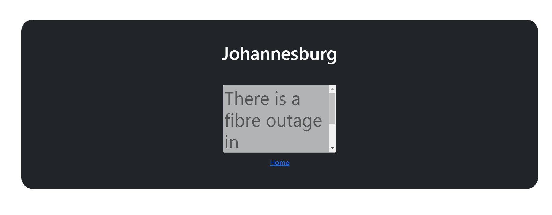 GitHub - Tshepo-14/Outage-system: Outage system to show which places have a link outage