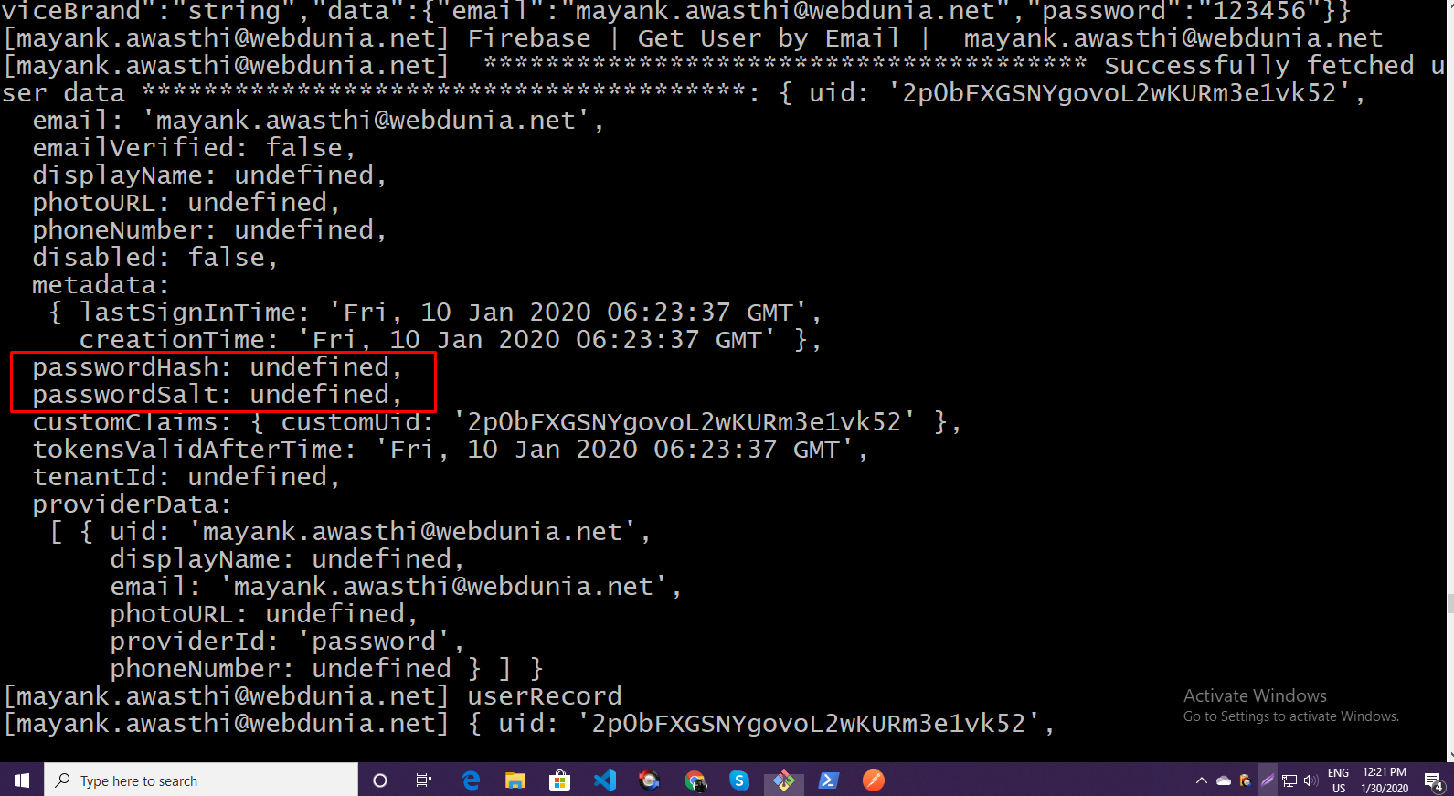 Why is passwordHash and passwordSalt only available with listUsers ...