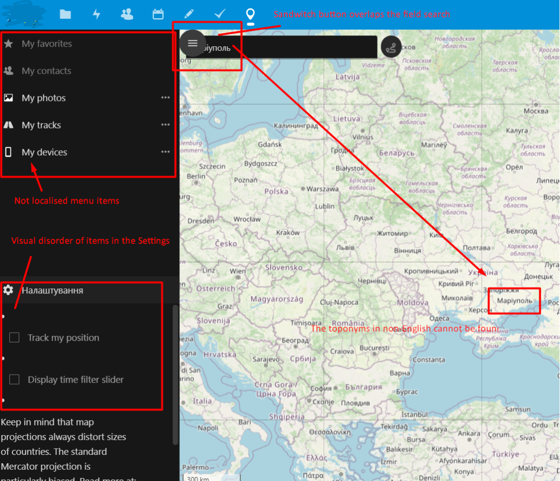 [Bug]: Disorder of UI elements, lack of localisation · Issue #893 · nextcloud/maps · GitHub