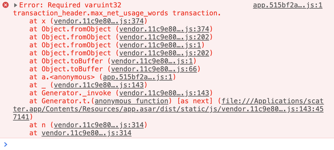 "Something happened while trying to parse the transaction internally ...