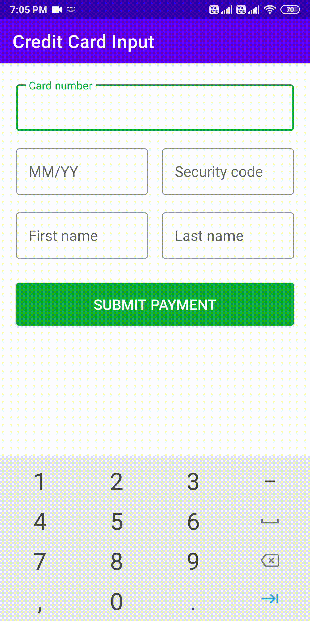 GitHub - Tarush27/CreditCardInput: Demonstration of credit card input app.