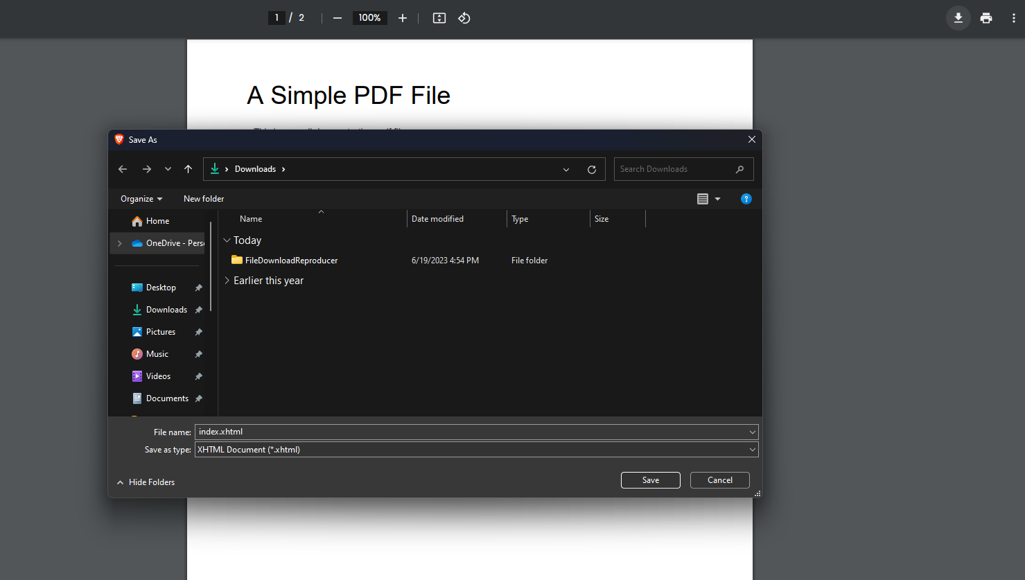 FileDownload: downloading .xhtml instead of PDF in Google Chrome (works in Mozilla Firefox ...