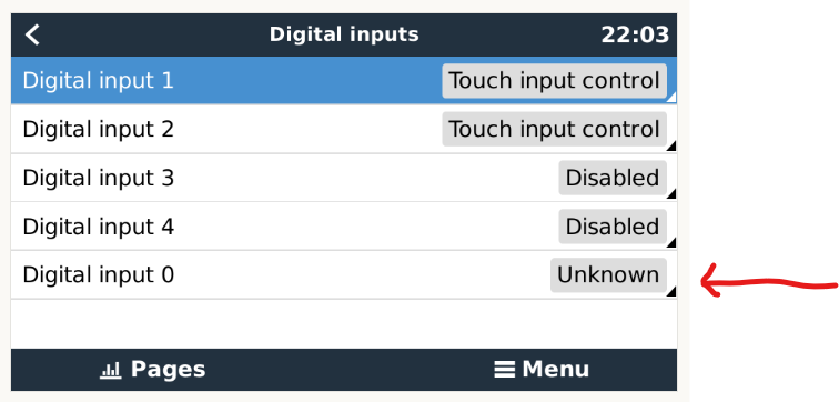 Setting digital input 1 to Touch input control results in non-existing digital input 0 to appear ...