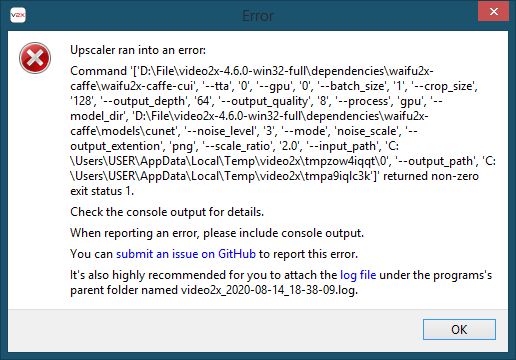 Error Messages · Issue #330 · k4yt3x/video2x · GitHub