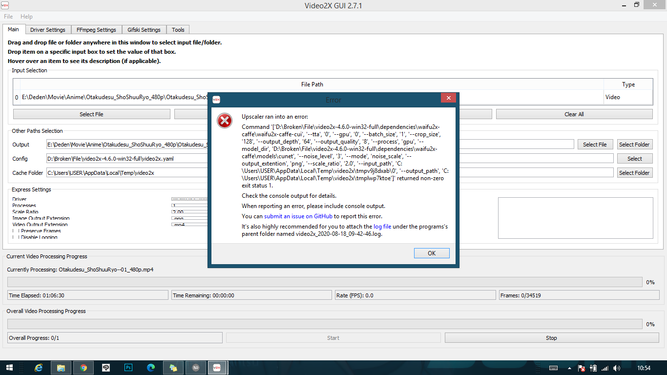 Error Messages · Issue #330 · k4yt3x/video2x · GitHub