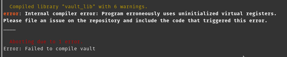 Internal Compiler Error Program Erroneously Uses Uninitialized Virtual Registers · Issue 3580