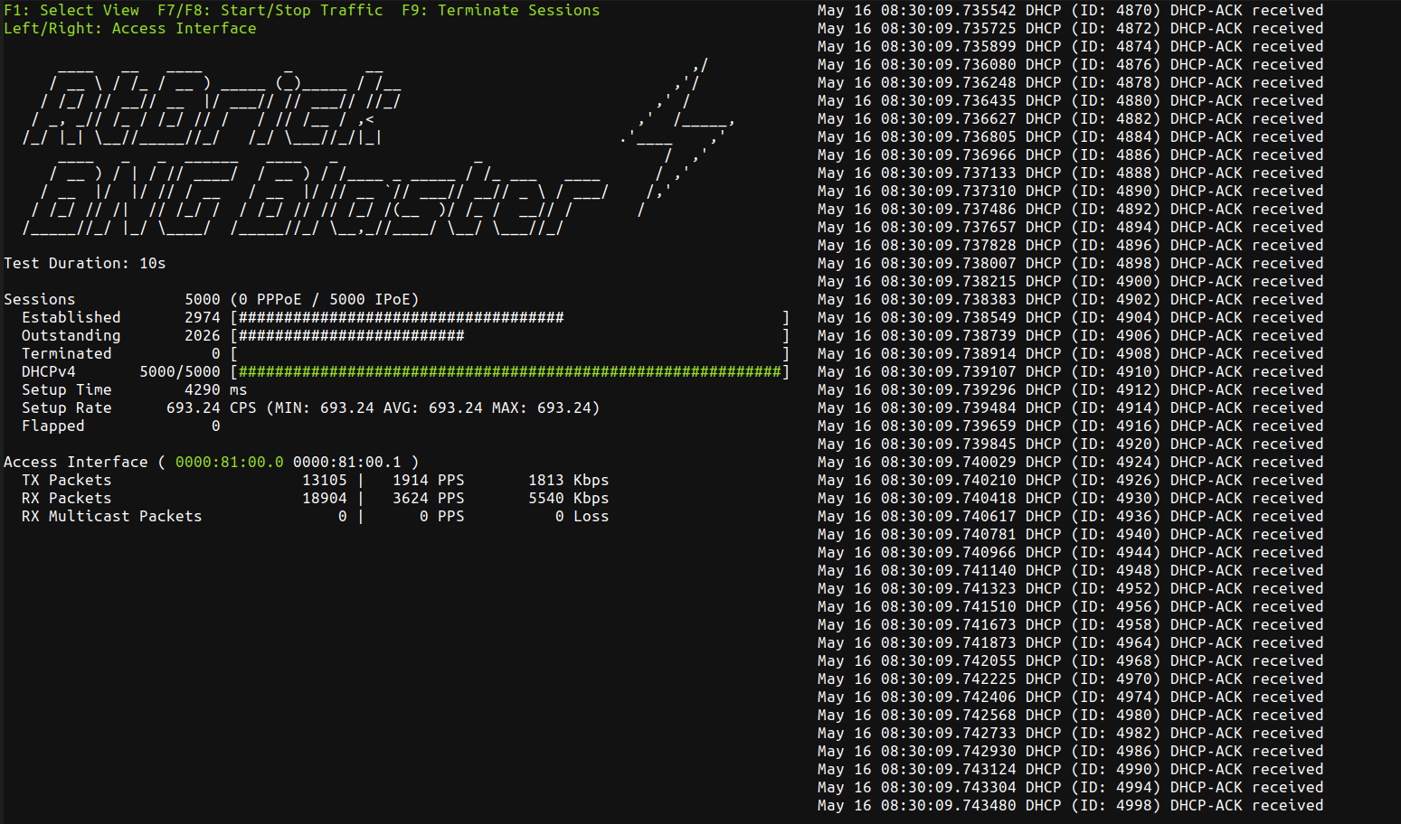 Not all IPoE clients are established if the outstanding value is set to a value equal to the ...