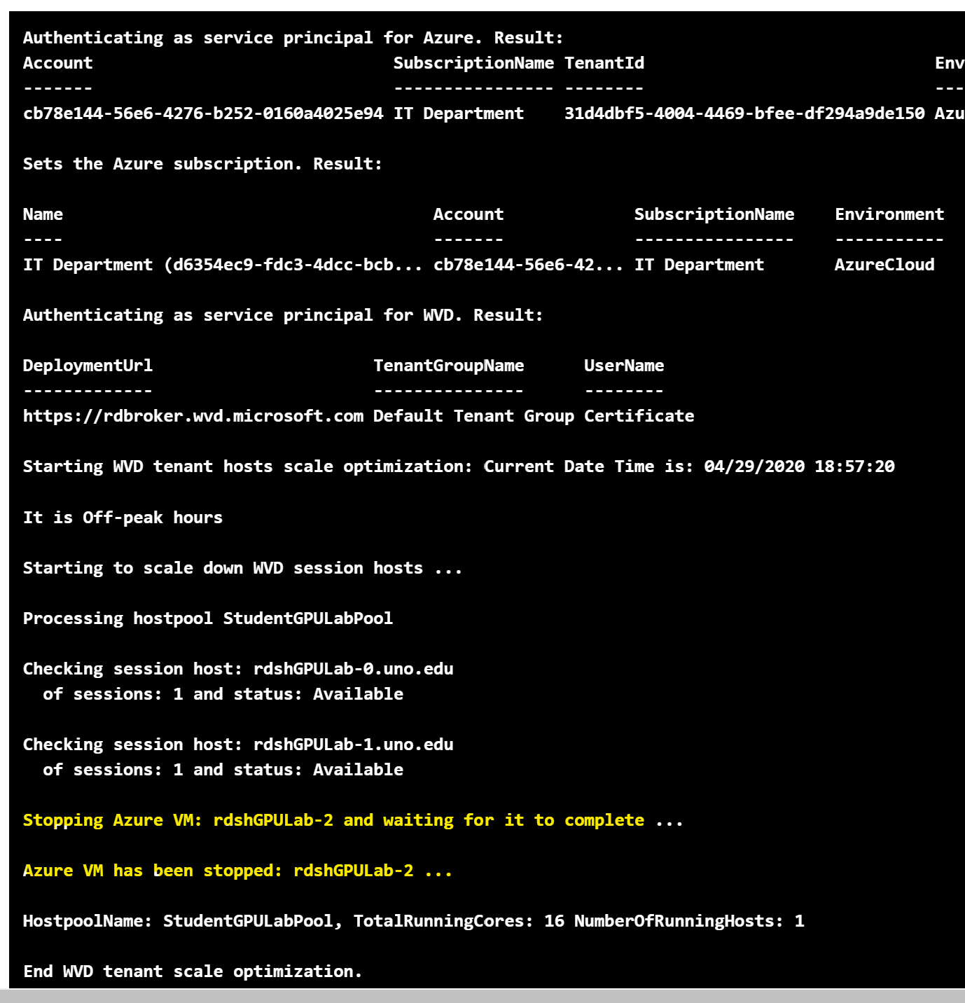 wvd autoscale off peak shuts down non-running vms · Issue #458 · Azure ...