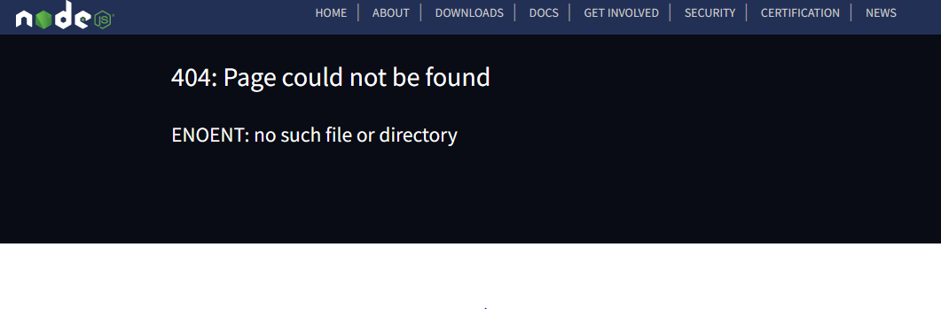 404 Page doesn't show in the same · Issue #5124 · nodejs/nodejs.org · GitHub
