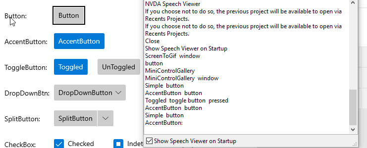 A11y_OSvisualupdate_MiniControGallery_GenericControls_Screenreader : Using NVDA the screen ...