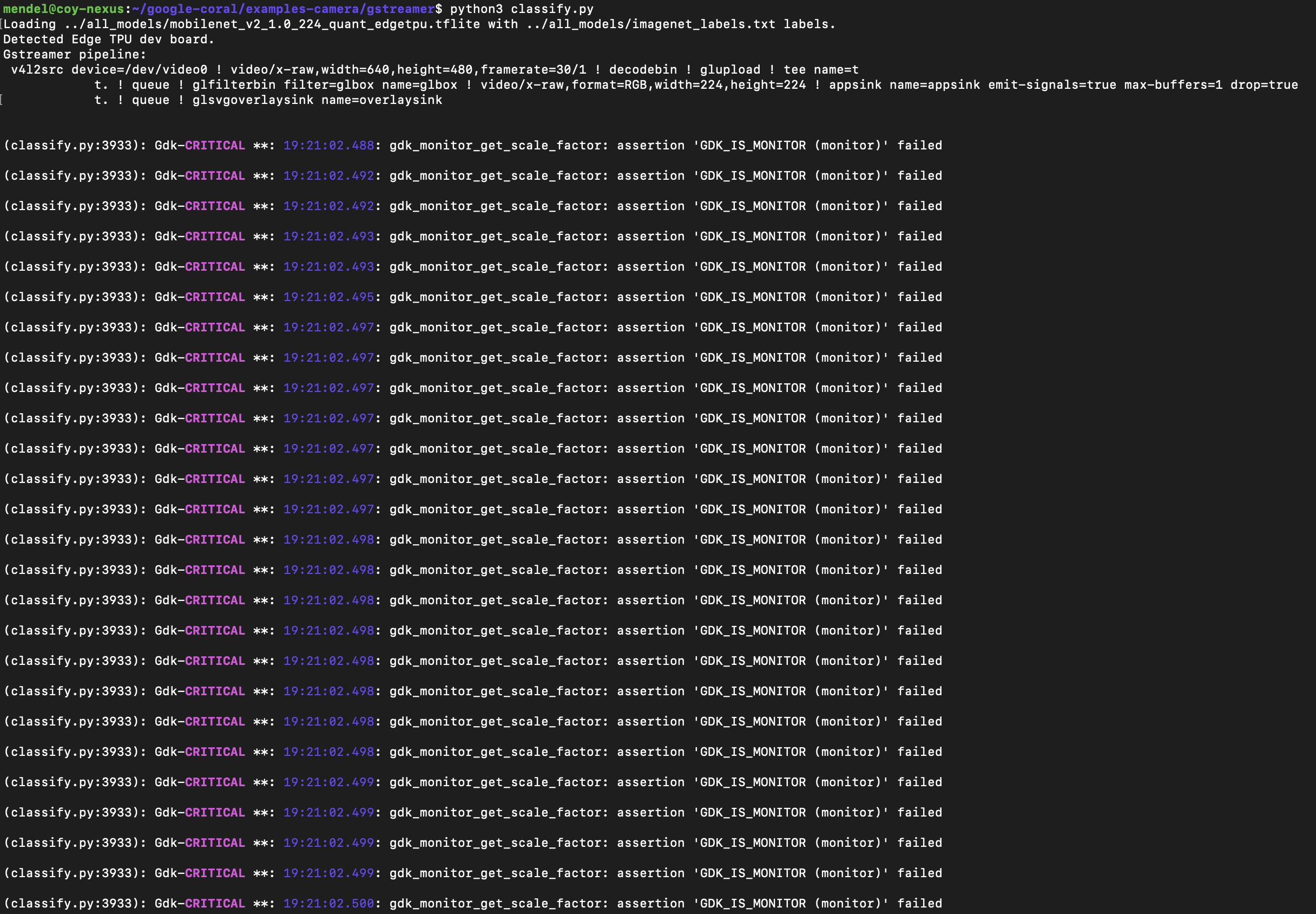 Segmentation Fault using gstreamer for both classify.py and detect.py · Issue #41 · google-coral ...