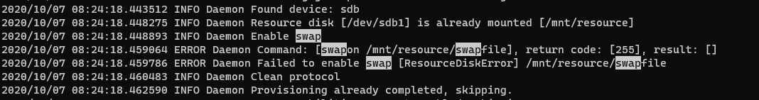 Waagent Not Checking For Holes In Swap File · Issue 2036 · Azure Walinuxagent · Github