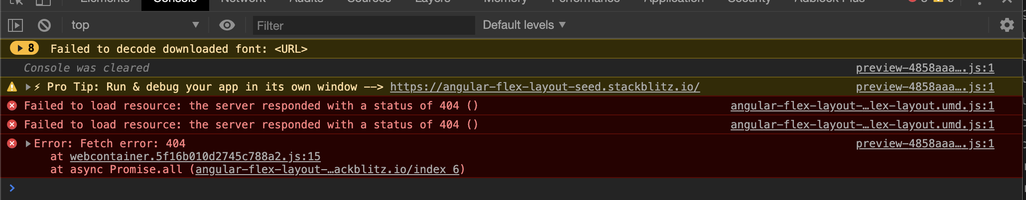 Bug report stack blitz starter link is broken · Issue #1129 · angular/flex-layout · GitHub