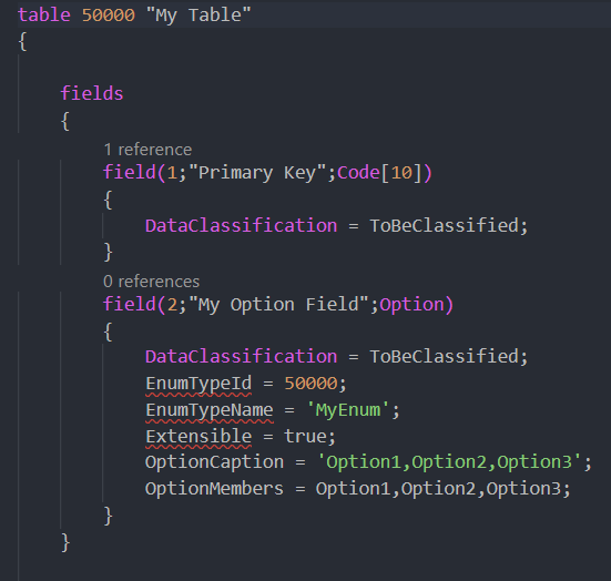 Txt2Al not handling CAL option fields with enum assigned · Issue #4574 · microsoft/AL · GitHub