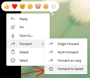 [Feature Request] "Shortcut" to save message to "Saved messages " when ...
